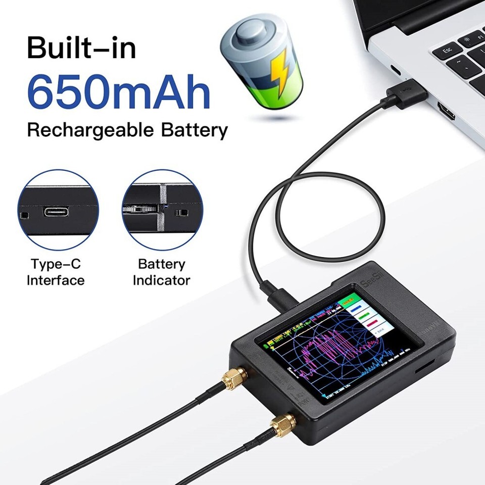 Touch Paddle NanoVNA-H Vector Network Antenna Analyzer HF VHF UHF MF ...