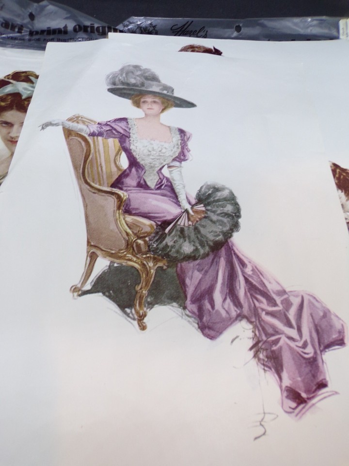 5 Vintage Hazel Pearson Handicrafts *Harrison Fisher Prints 9"x12 ...