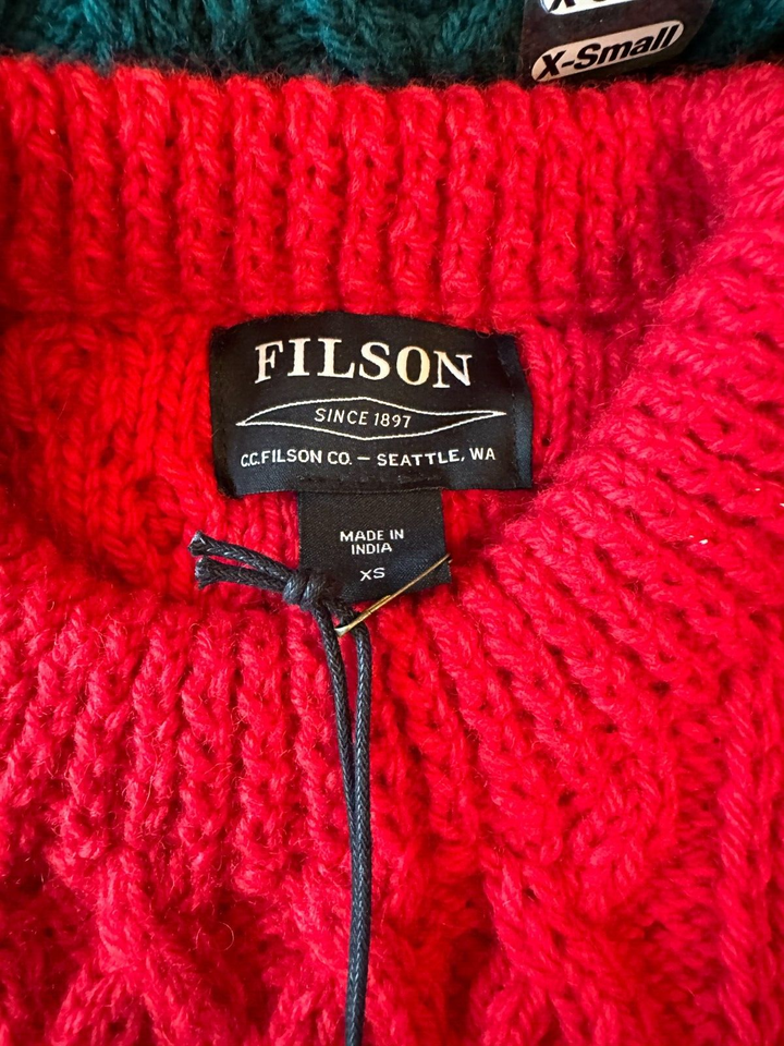 Filson Wool Fisherman's Sweater, Extra Small, Red, NWT, Factory 1st ...