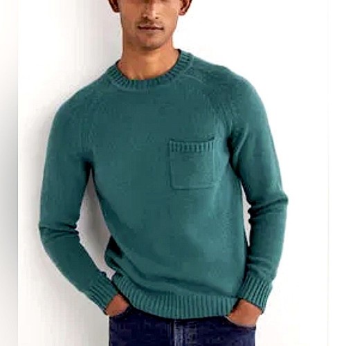 Boden Men’s Pullover Sweater Cashmere Teal Pocket Medium Chunky Thick ...