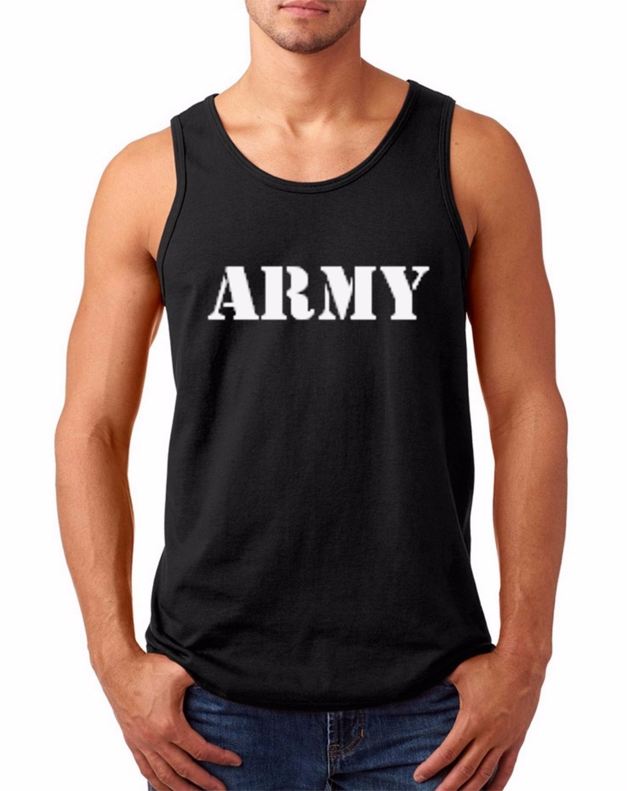 Mens Tank Top ARMY T-shirt Military PT Tee Physical Training US ARMY ...