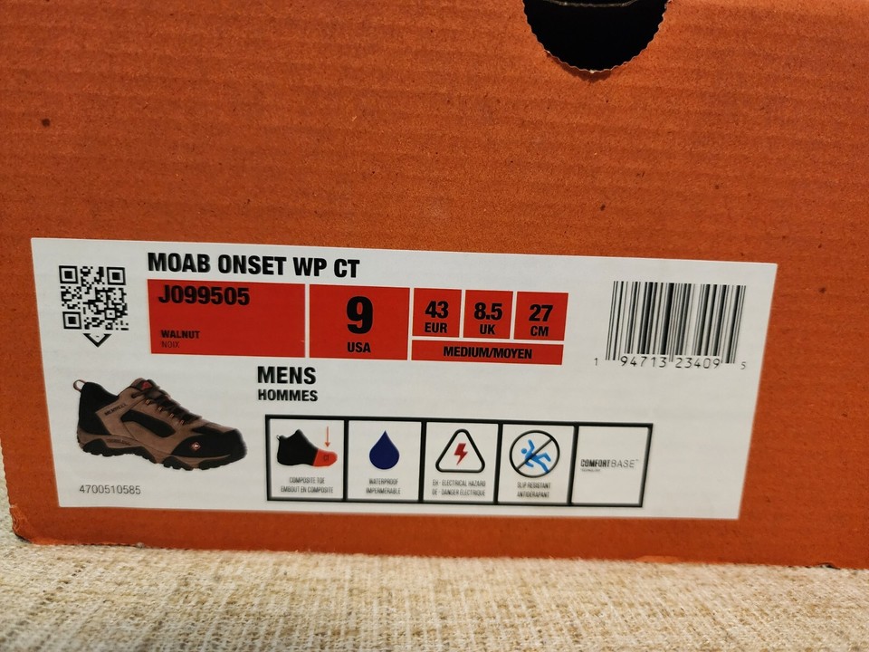 Merrell Moab Onset J099505 Men's Walnut Comp Toe Waterproof Work Boots ...