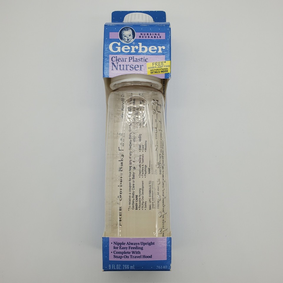 VTG 1992 GERBER 9oz Clear Plastic Nursers Odor Resistant Baby Bottles ...