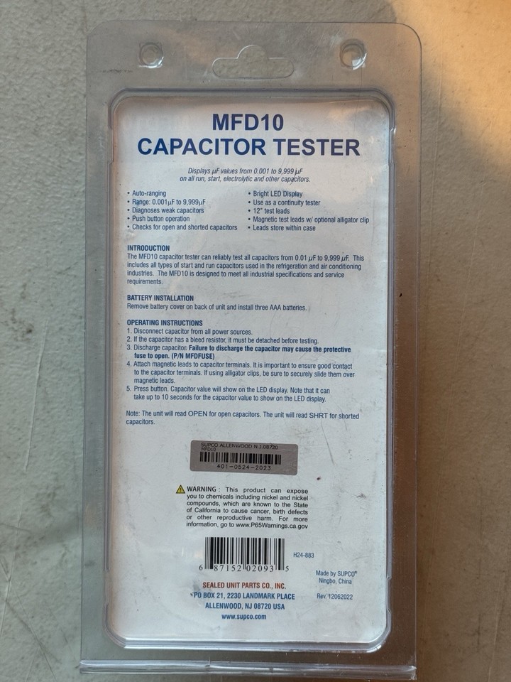 DIGITAL CAPACITOR TESTER SUPCO MFD10 | eBay