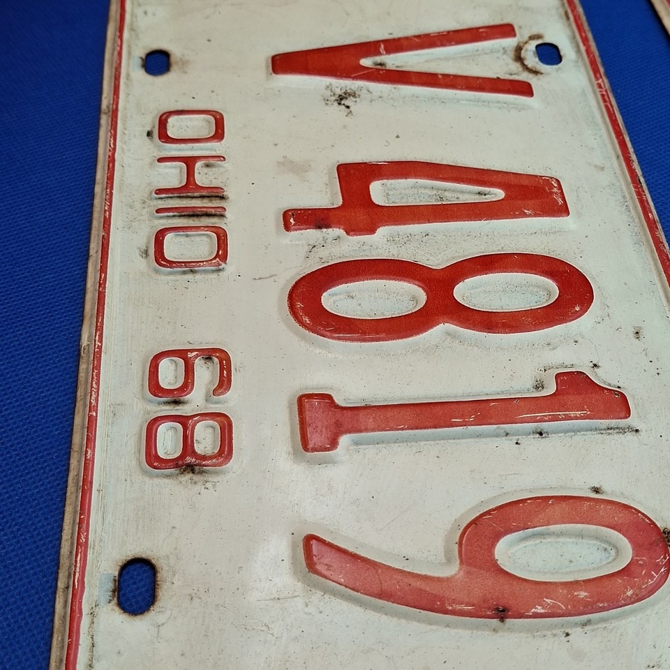 1968 Ohio License Plates Pair V 4819 White Red VINTON COUNTY, OH | eBay