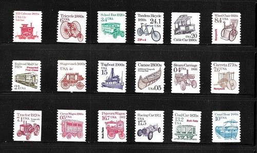 SET OF 18 DIFFERENT TRANSPORTATION STAMPS - ALL DIFFERENT - UNUSED - OG ...