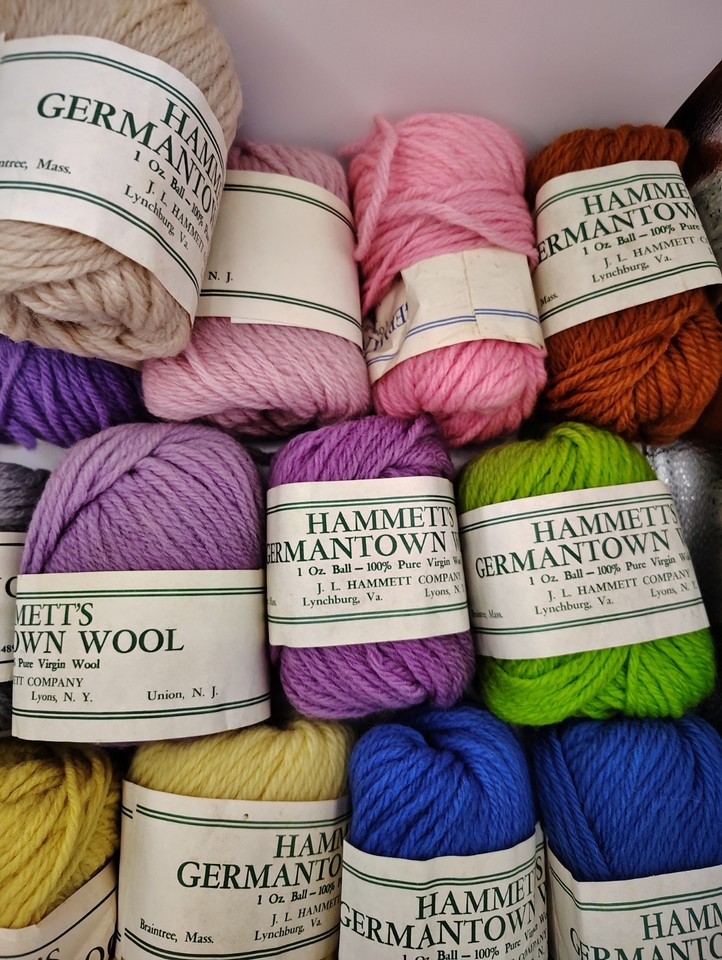 LARGE Lot Of Hammet's Germantown Wool Yarn Lot 29- 1 Oz Balls 100% ...