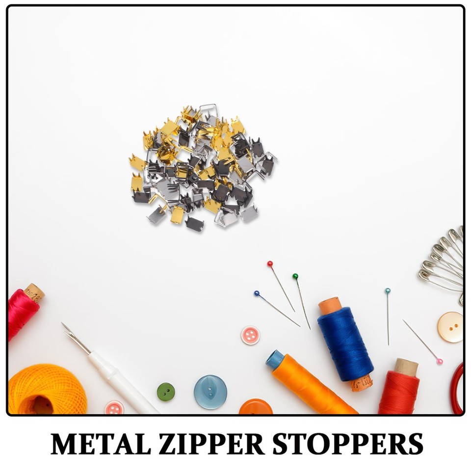 90 Pcs Zipper Stopper Replacement Metal Latch Slider Stops for Repair ...