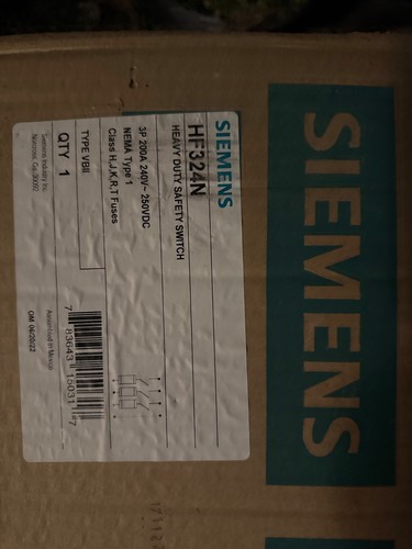 Siemens GF324NR 3-Pole Outdoor Fusible Safety Switch 240V/200A for sale ...
