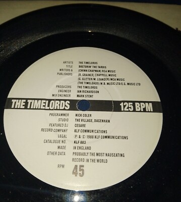 The Timelords: Doctorin' The Tardis 7" Single. 1988 UK Release. KLF ...