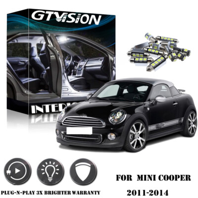 13x White LED Lights Interior Package Kit For 2011-2014 MINI Cooper S ...