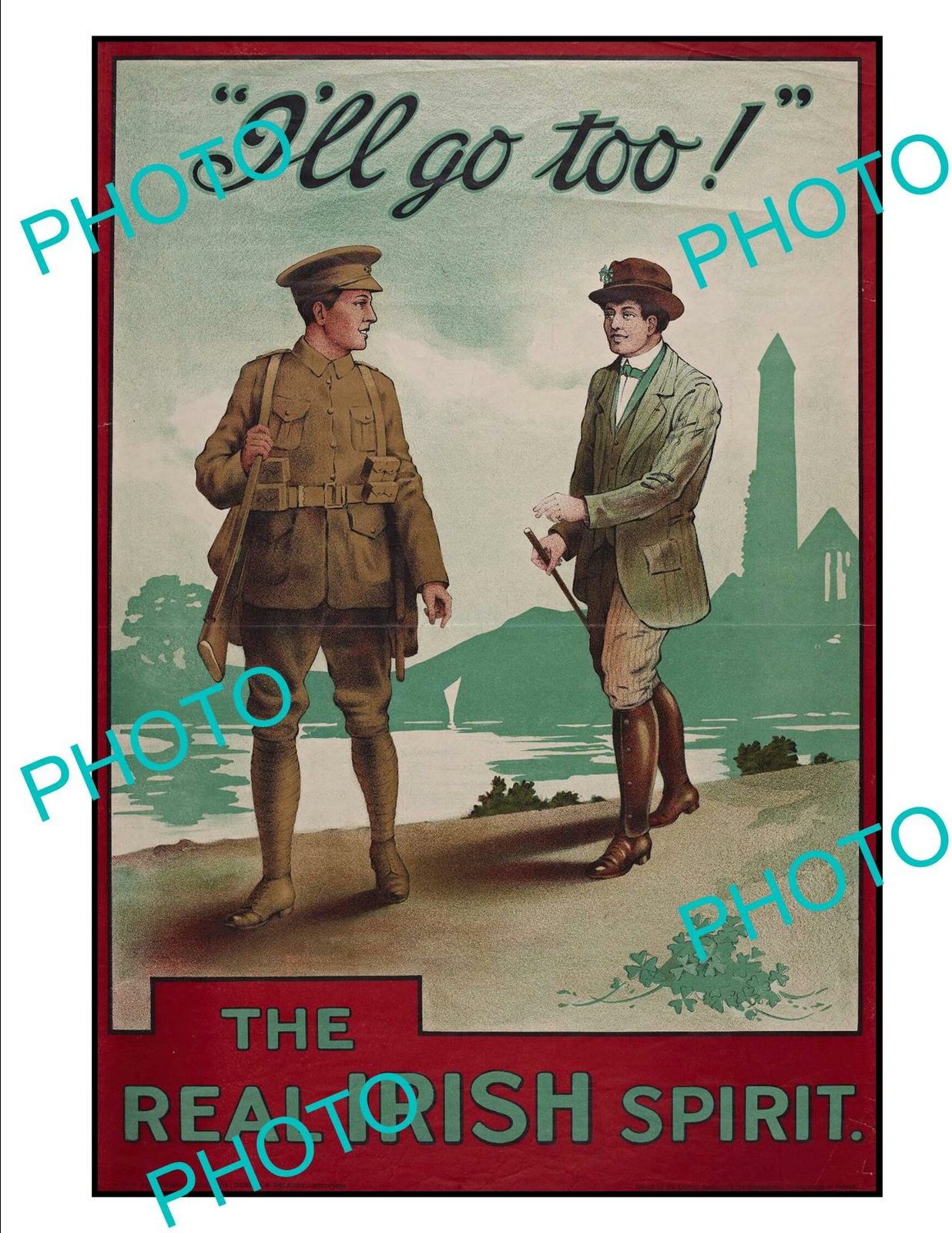OLD POSTCARD SIZE IRELAND MILITARY WWI RECRUITING POSTER c1915 IRISH ...