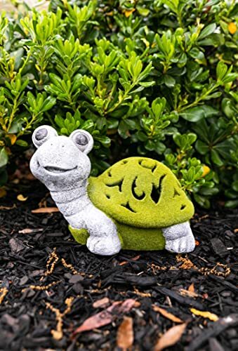 VP Home Lazy Turtle with Flocked Shell Solar Powered LED Outdoor Decor ...