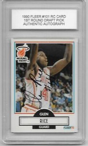 Glen Rice Signed 1990 Fleer RC Rookie Card Auto #41 Inscription ...