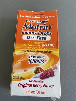 Concentrated Motrin Infants' Drops Dye-Free Original Berry Flavor 1oz ...