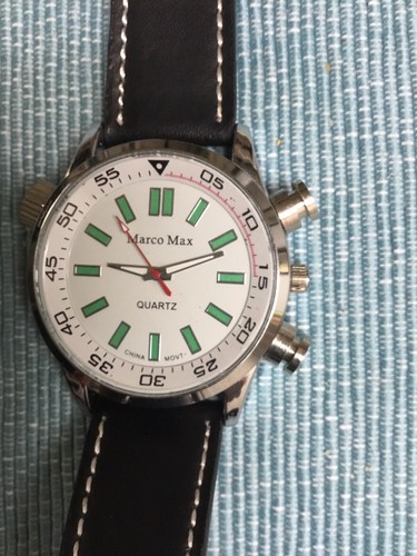 Mens Marco Max Big Face Quartz Watch, Black Band | eBay