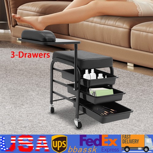 Rolling Storage Cart Spa Portable Cart Beauty Salon Nail Cart W/ 3-tier ...