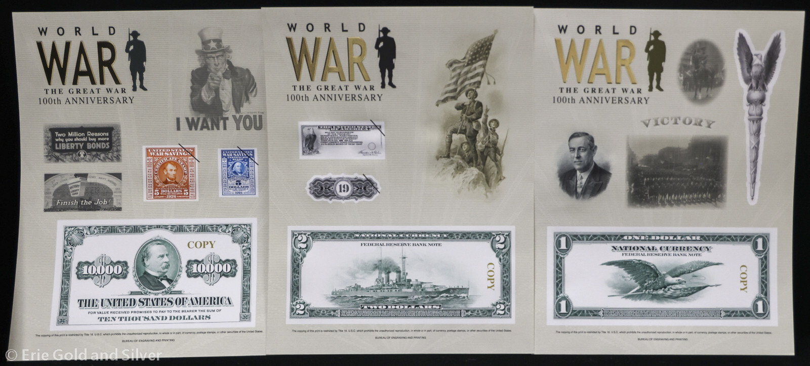 2018 BEP World War I 100th Anniversary Intaglio Print Collection Set of ...
