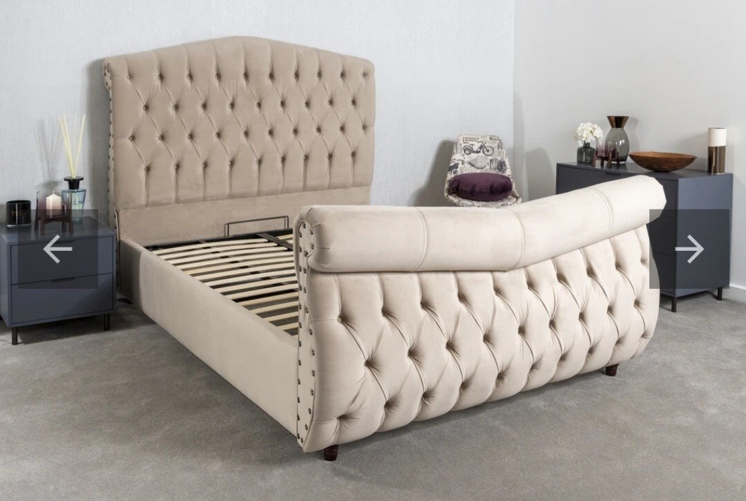 Swan sleigh bed frame with ottoman storage (option). | eBay UK