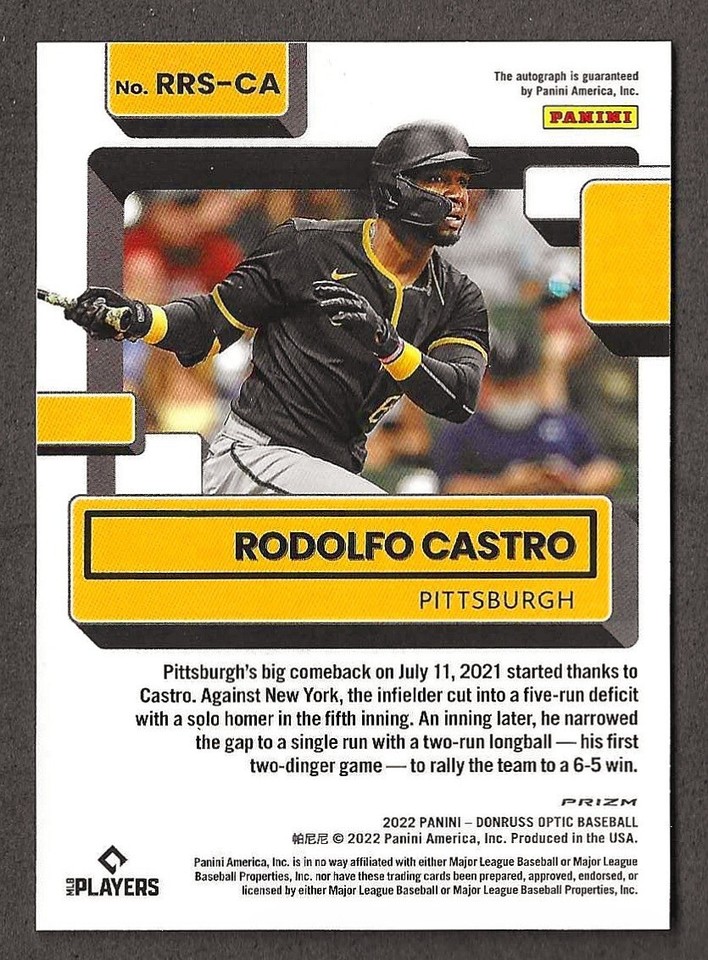 RODOLFO CASTRO 2022 Optic Rated ROOKIE ON CARD AUTO Silver Holo / ⭐ RC ...