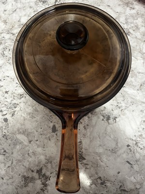 CORNING VisionWare 0.5L Amber Glass Sauce Pan w/PYREX P81C Lid Cookware ...