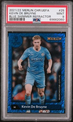 2021-22 TOPPS MERLIN CHROME UEFA KEVIN DE BRUYNE #25 BLUE SHIMMER MAN ...