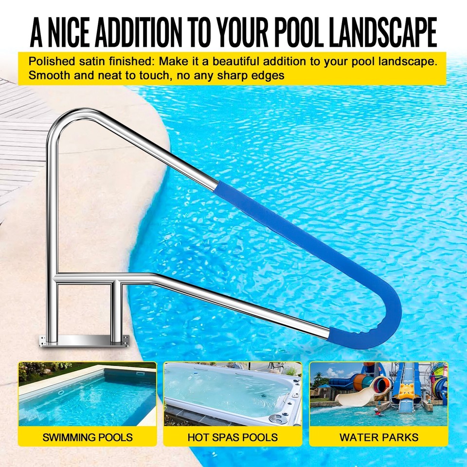 Pool Handrail Swimming 55'' x 32'' Pool Stair Rail Stainless Steel Pool ...
