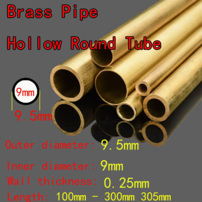 1pcs OD 9.5mm ID 9mm Brass Pipe Hollow Round Tube 100mm-305mm Long 0 ...