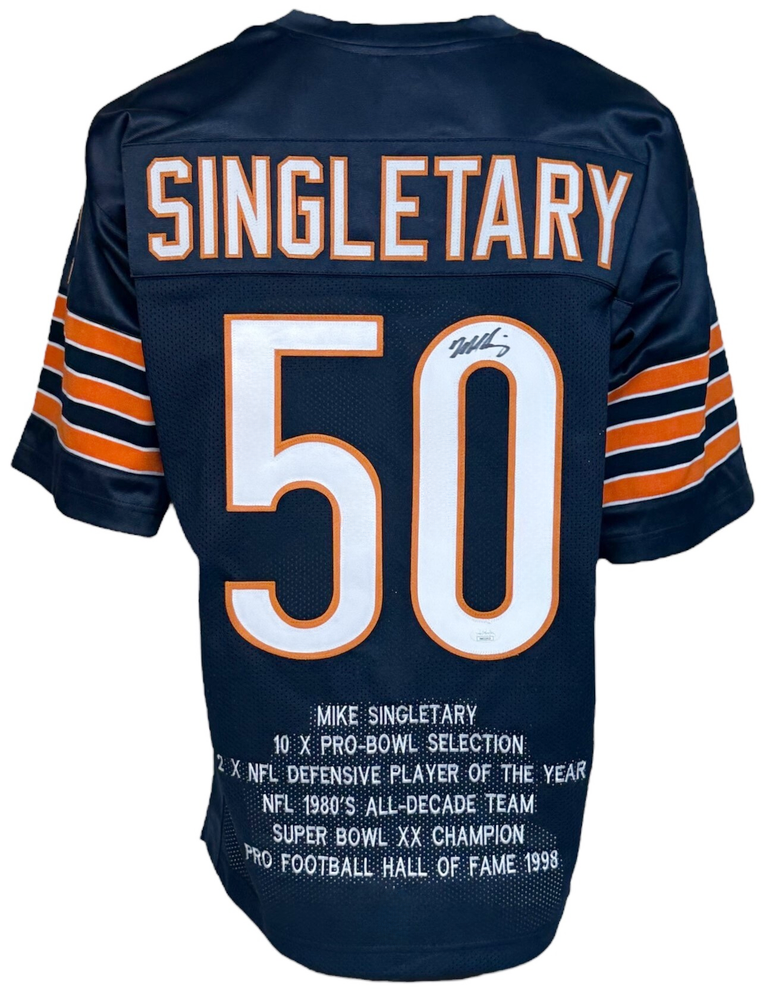Chicago Bears Mike Singletary Autographed Pro Style Blue Stat Jersey ...