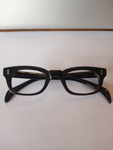 VINTAGE APOLLO GWO HORN RIM BLACK EYEGLASSES FRAME 42-22 JAPAN | eBay