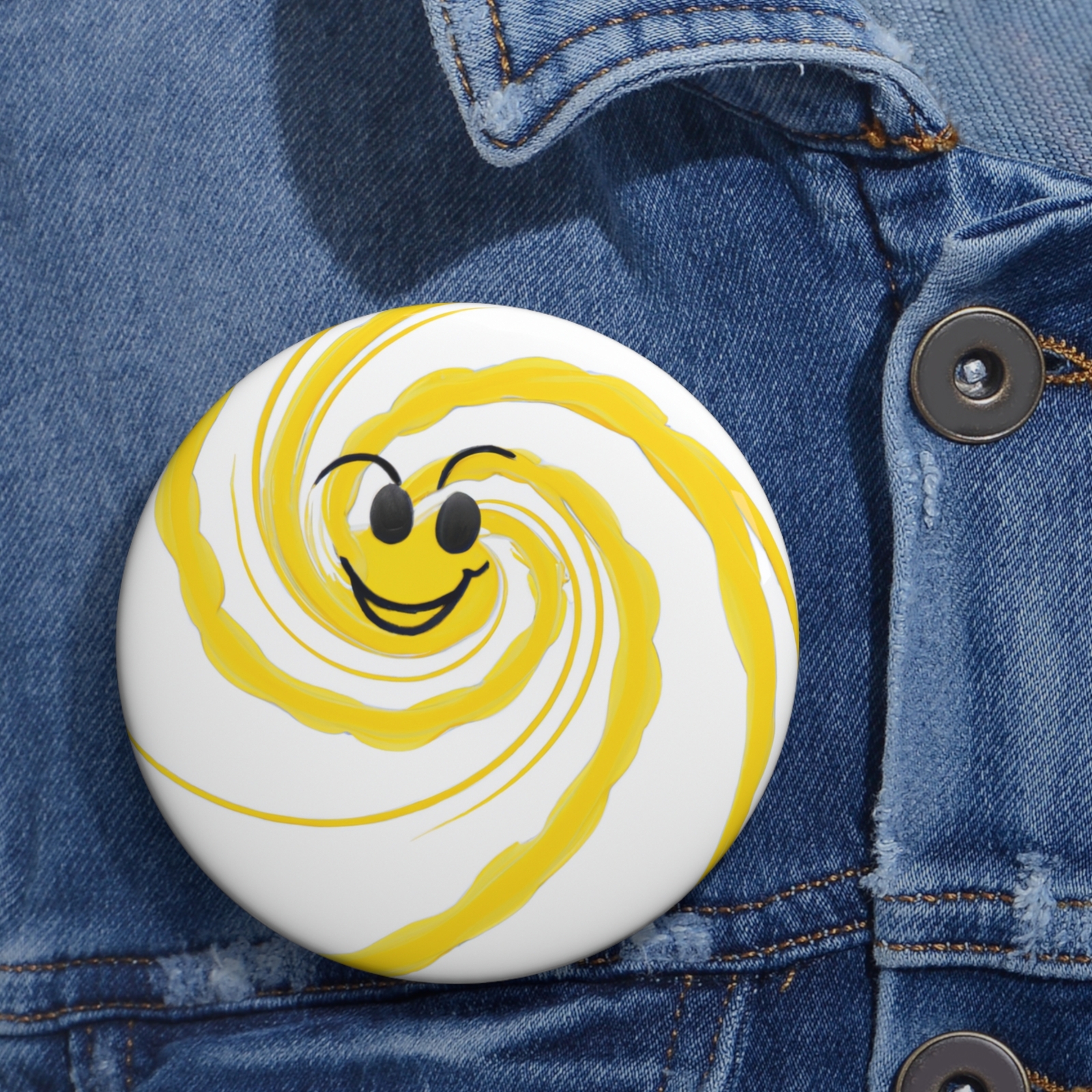 Custom Pin Button Metal Pin Back Badge Collectible Retro Happy Face ...