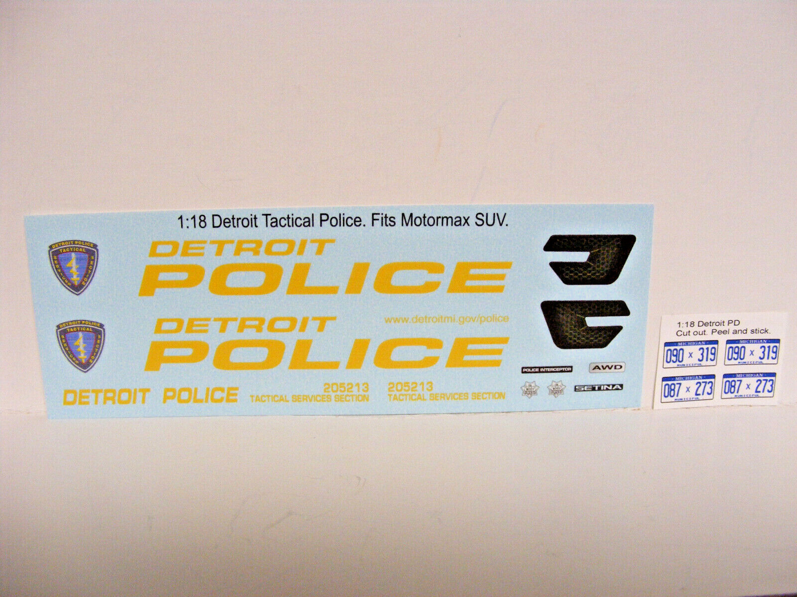 Detroit Police Tactical Response Unit 1:18 Water Slide Decals Fits ...
