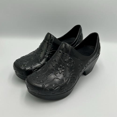 Dansko Pixie Embossed Rubber Clogs Black Size 37 Shoes Floral | eBay