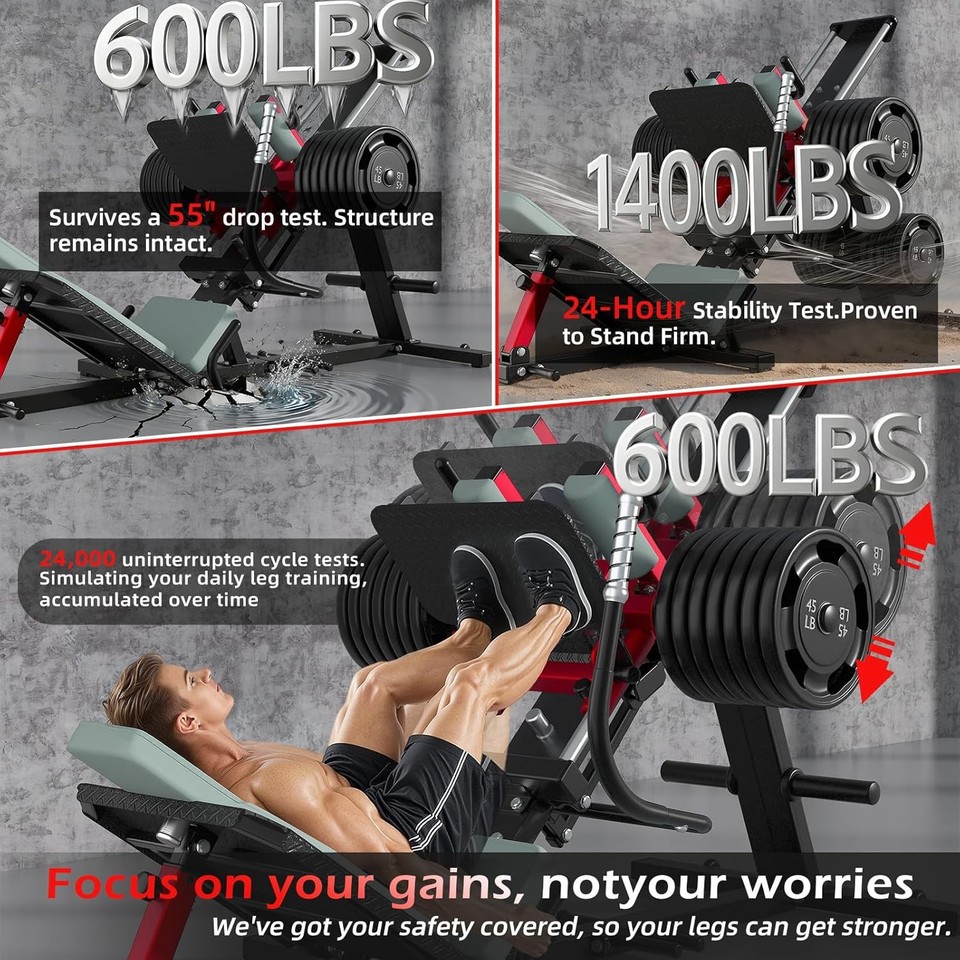 Leg Press Machine Hack Squat 2 in 1 Adjustable Leg Exercise Workout ...