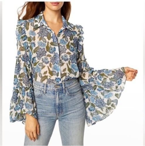 Misa Los Angeles Floral Bell Sleeve Blouse M | eBay