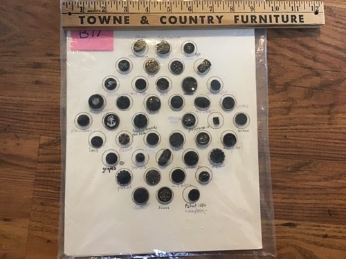 42 Vintage Black and Gold Button Collector Display Card Floral ...