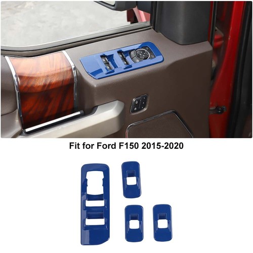 4Pcs Blue Door Window Control Panel Switch Cover Trim For 2015-2020 ...
