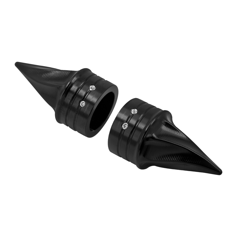 Black Twisted Spike Front Axle Nut Covers For Harley Touring Road Glide ...