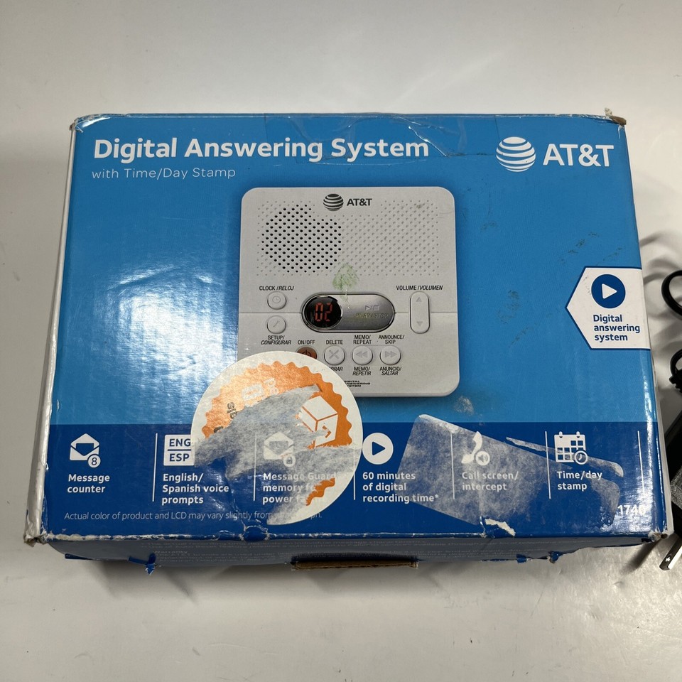 AT&T 1740 Digital Answering Machine System 60 Minutes Recording Time ...