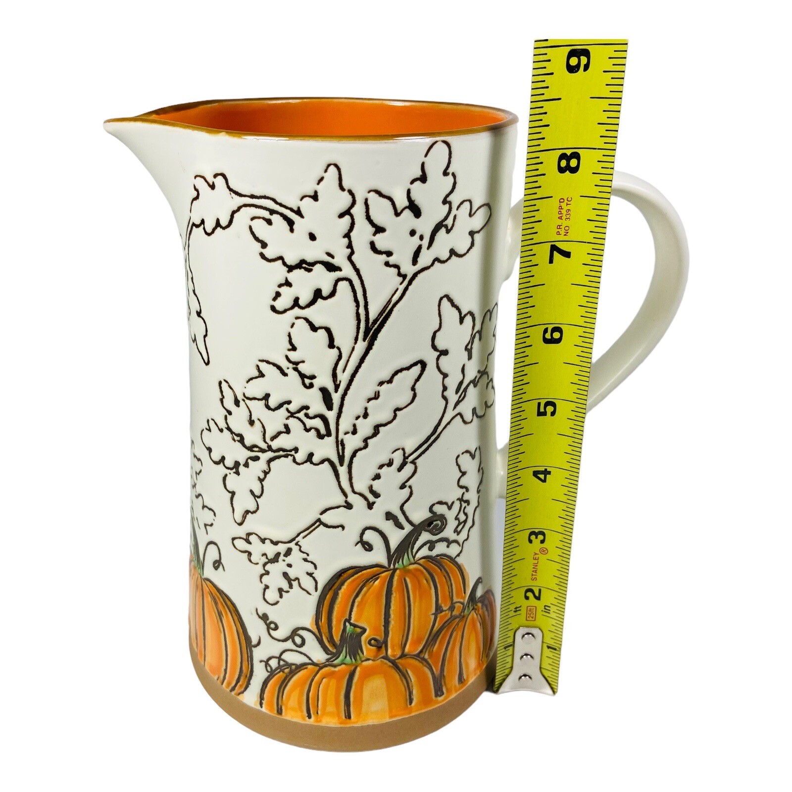 inHomestylez Ceramic Pumpkin Pitcher Fall Autumn Halloween Orange ...