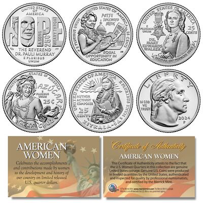 2024 American Women Quarters 5-Coin Genuine US Mint Set in Capsules (P ...