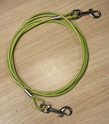 10FT Lg PET DOG STEEL WIRE GARDEN CAMPING TIE OUT LEAD. 3Mtr. MADE IN ...