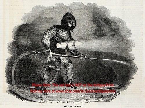 Fireman Protective Clothing London Fire Brigade, 1840s Antique Print ...