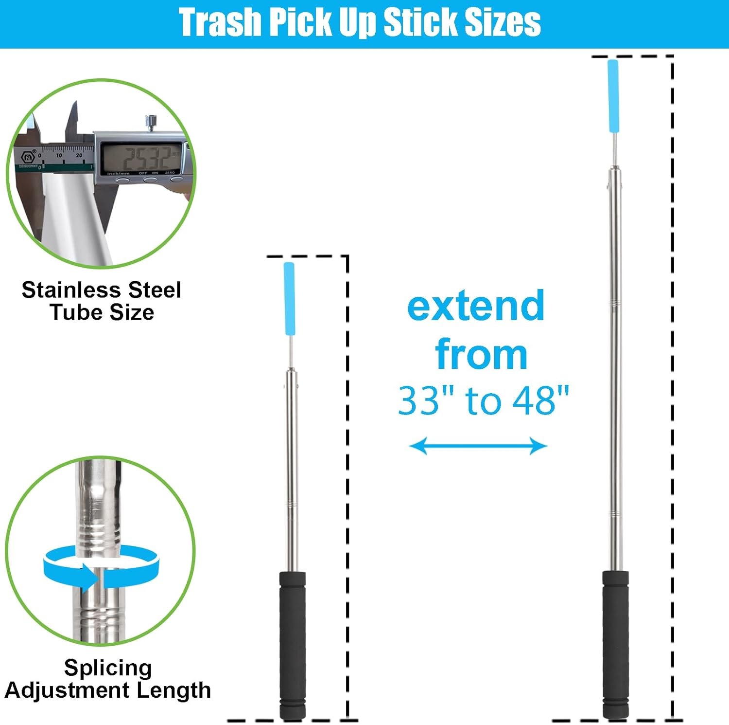 Trash Pick Up Stick, 48" Picker Stick Heavy Duty for Elderly 23-48 Inch ...