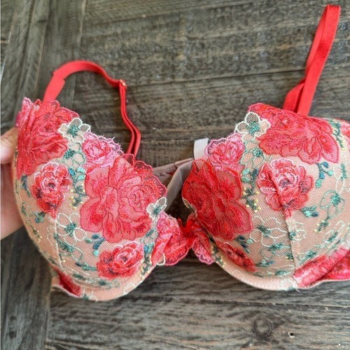 Victoria’s Secret bra Dream Angels Push-Up Bra, embroidered red lace ...
