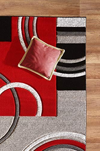 GLORY RUGS Area Rug Modern 5x7 Red Soft Hand Carved Contemporary Floor ...
