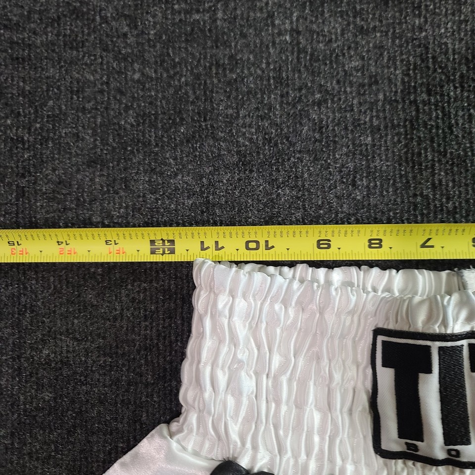 Title Boxing Shorts Youth Large Black White Satin Fight Pro Trunks Jab ...