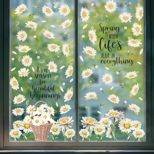 Spring Window Clings Spring Decorations Flower Window Clings Reusable Removable 7445003790740| eBay