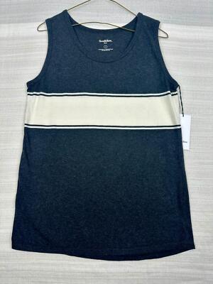 Goodfellow Mens Tank Top Summer Shirt Standard Fit Black/ White Sriped ...