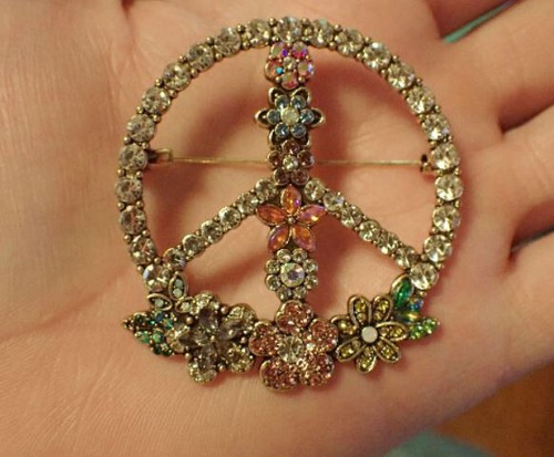 Peace Sign Rhinestone costume jewelry pin Brooch | eBay